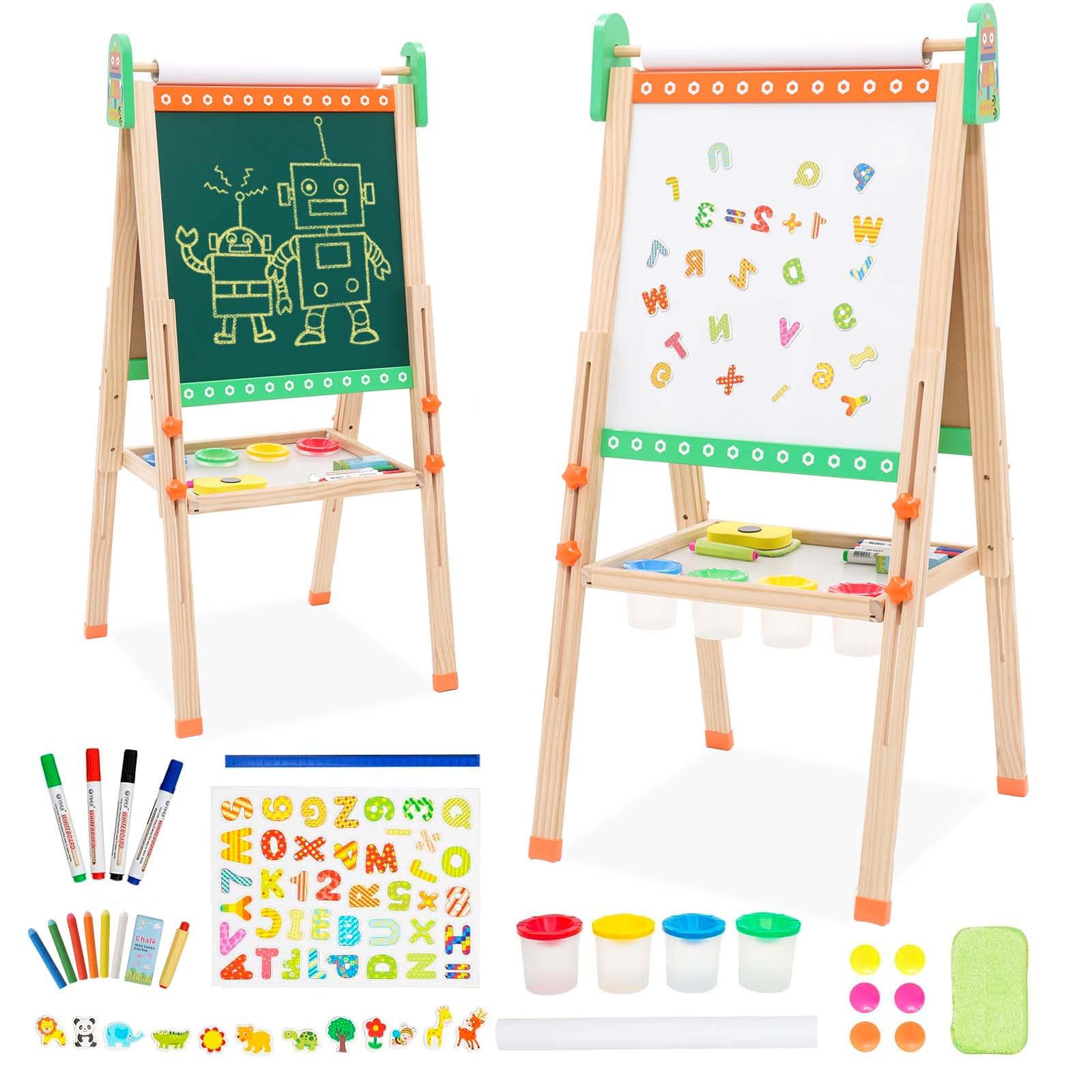 Art Painting Board for Kids,Wooden Double Sided Kids Easel with ...