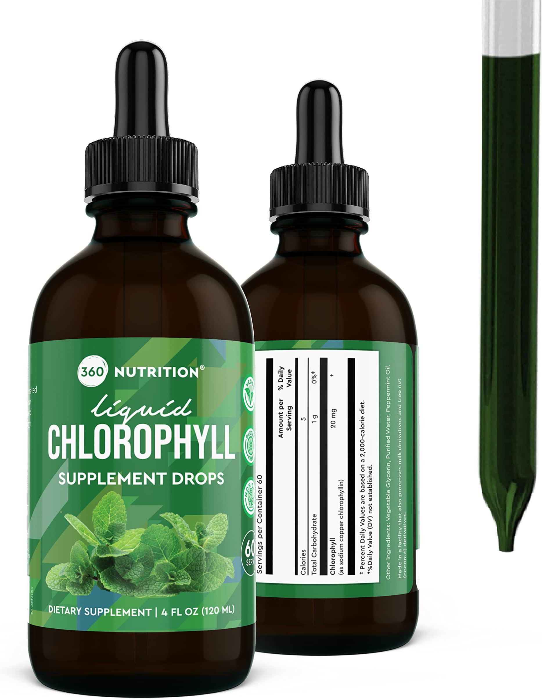 Amazon.com: 360 Nutrition Chlorophyll Liquid Drops with Peppermint Oil ...