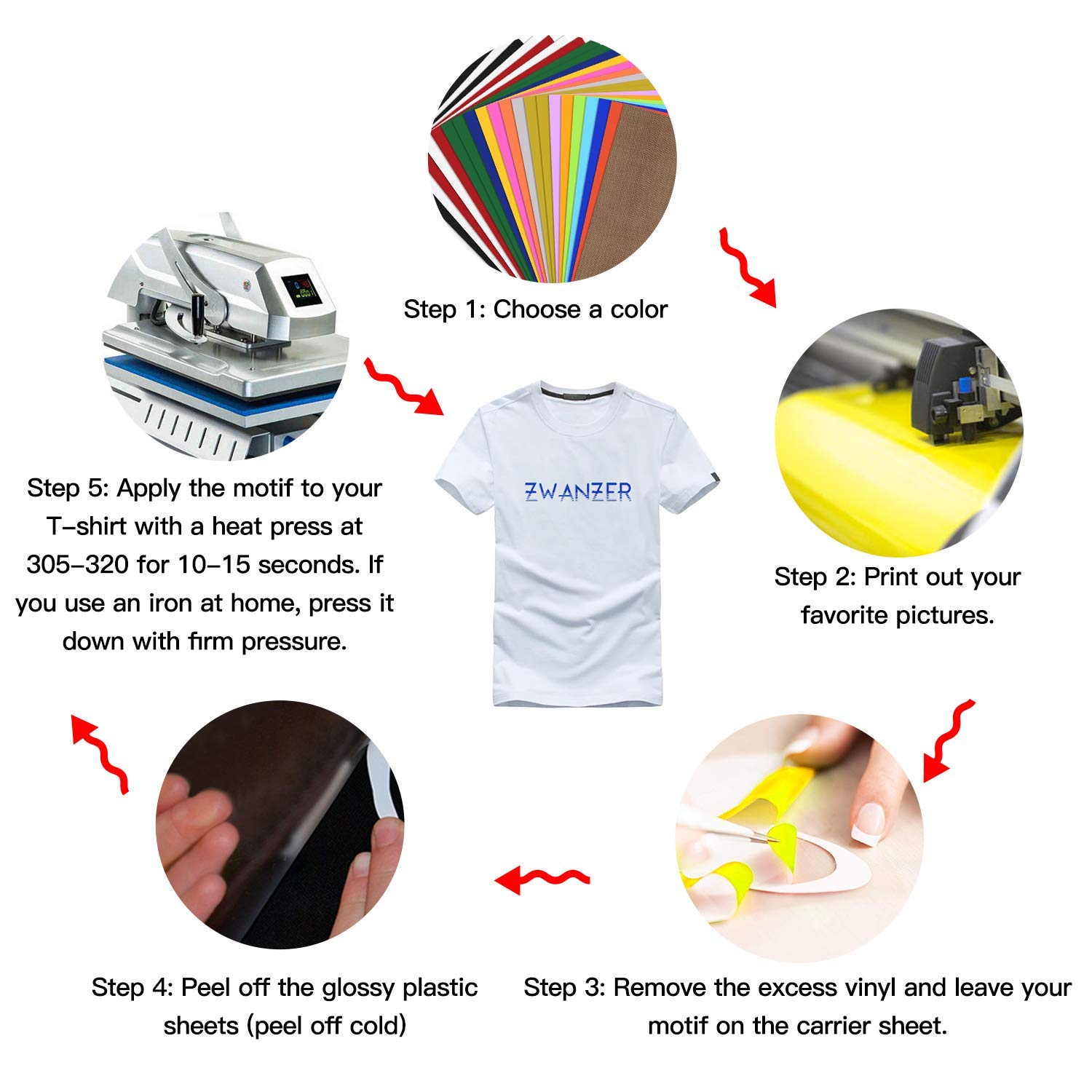 Zwanzer Heat Transfer Vinyl Sheets 25 Pack 12 X 10 Assorted Colors zwanzer-heat-transfer-vinyl-sheets-25-pack-12-x-10-assorted-colors