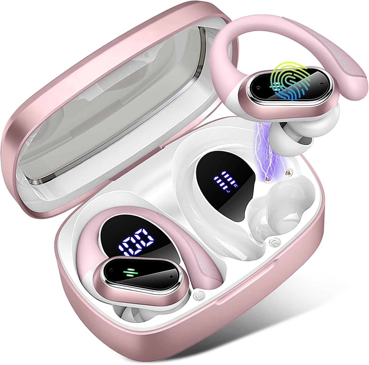 Poounur Wireless Earbuds, Bluetooth 5.3 Sport Headphones HiFi Stereo ...