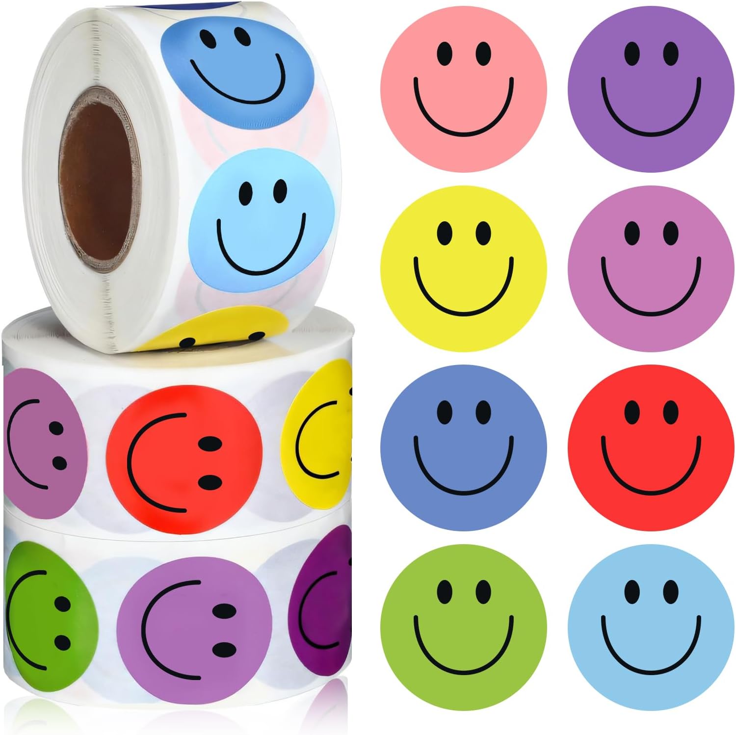 Amazon.com: 1500Pcs Smiley Face Stickers Cute Happy Face Stickers 3 ...