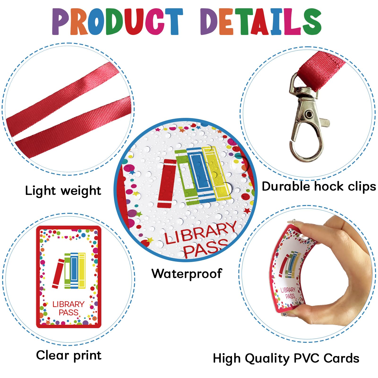Bathroom Pass Set 6 Color Classroom Hall Pass Lanyard Set - Silicone ...