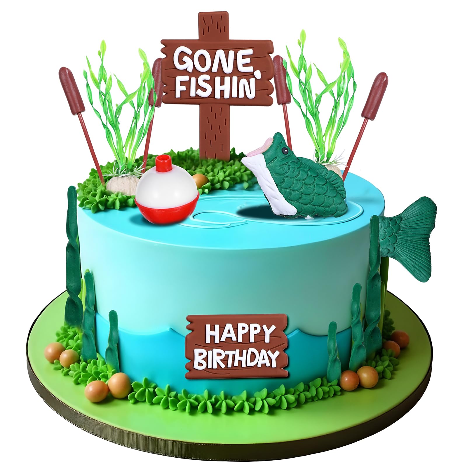 Amazon.com: JIYIN Fishing Cake Topper Fishing Cake Decorations, 17Pcs ...