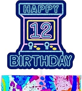 Amazon.com: Arcade Cake Topper - Gaming Theme party Unlocked Level 12 ...