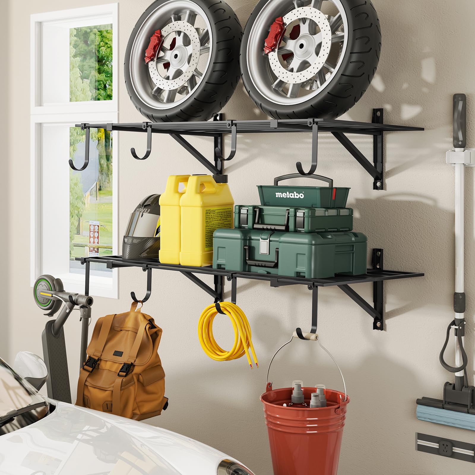 Snapklik.com : ROOMTEC Heavy Duty Garage Wall Mounted Shelves, 2 Pack ...