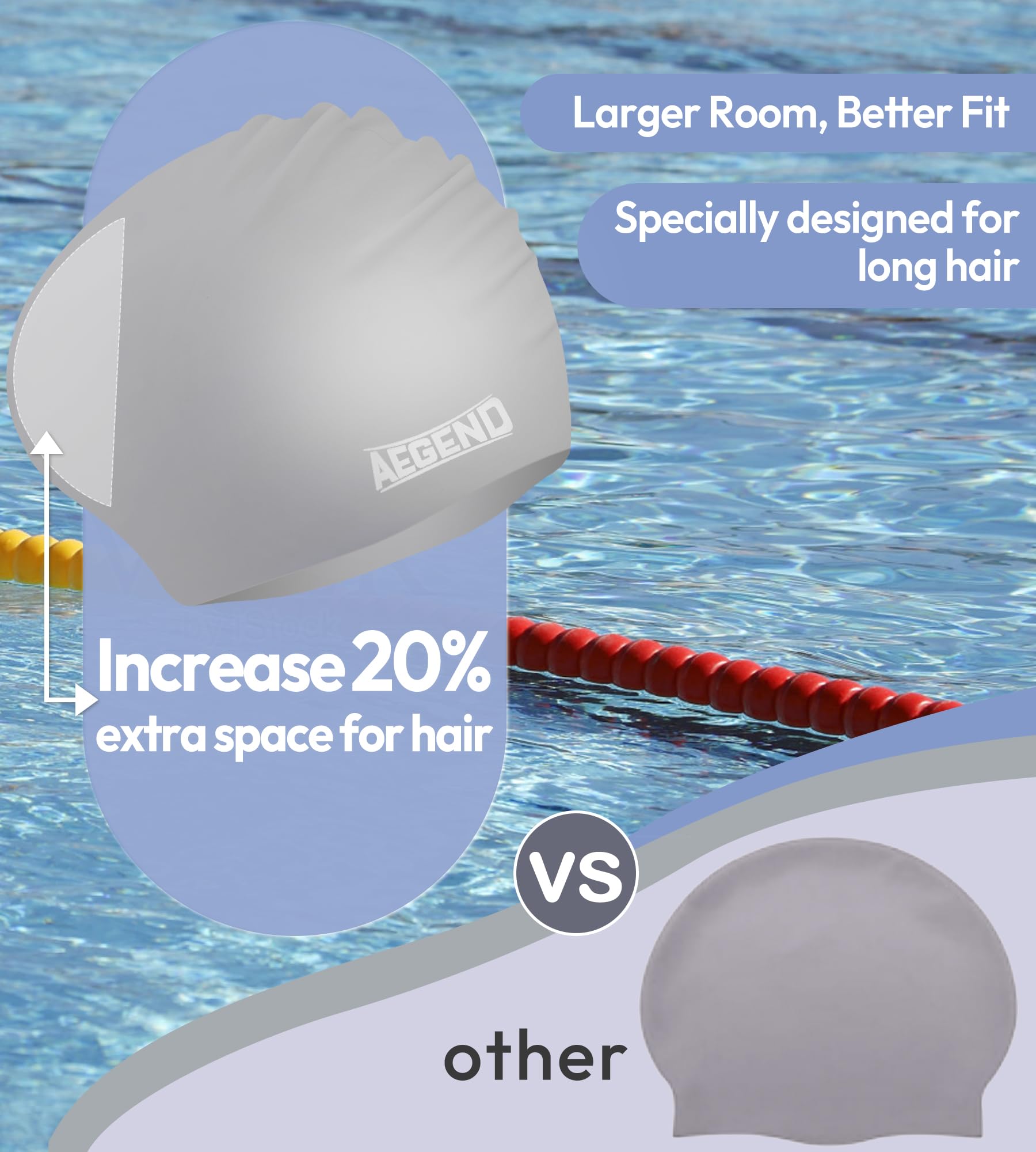 Aegend Swim Caps for Long Hair, Durable Silicone Swimming Caps for ...