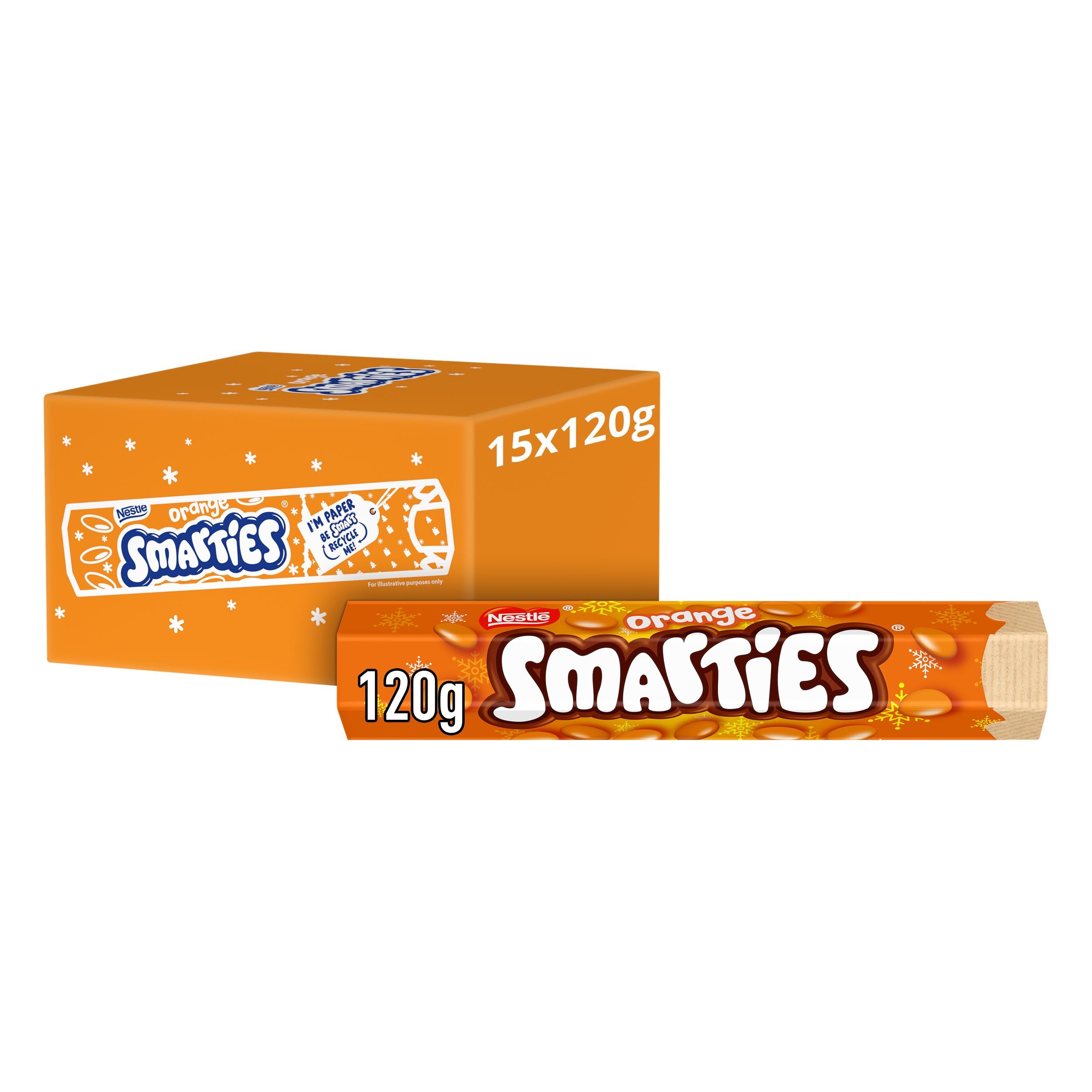 Smarties Orange Milk Chocolate Giant Tube 120g (Pack of 20) |Orange ...