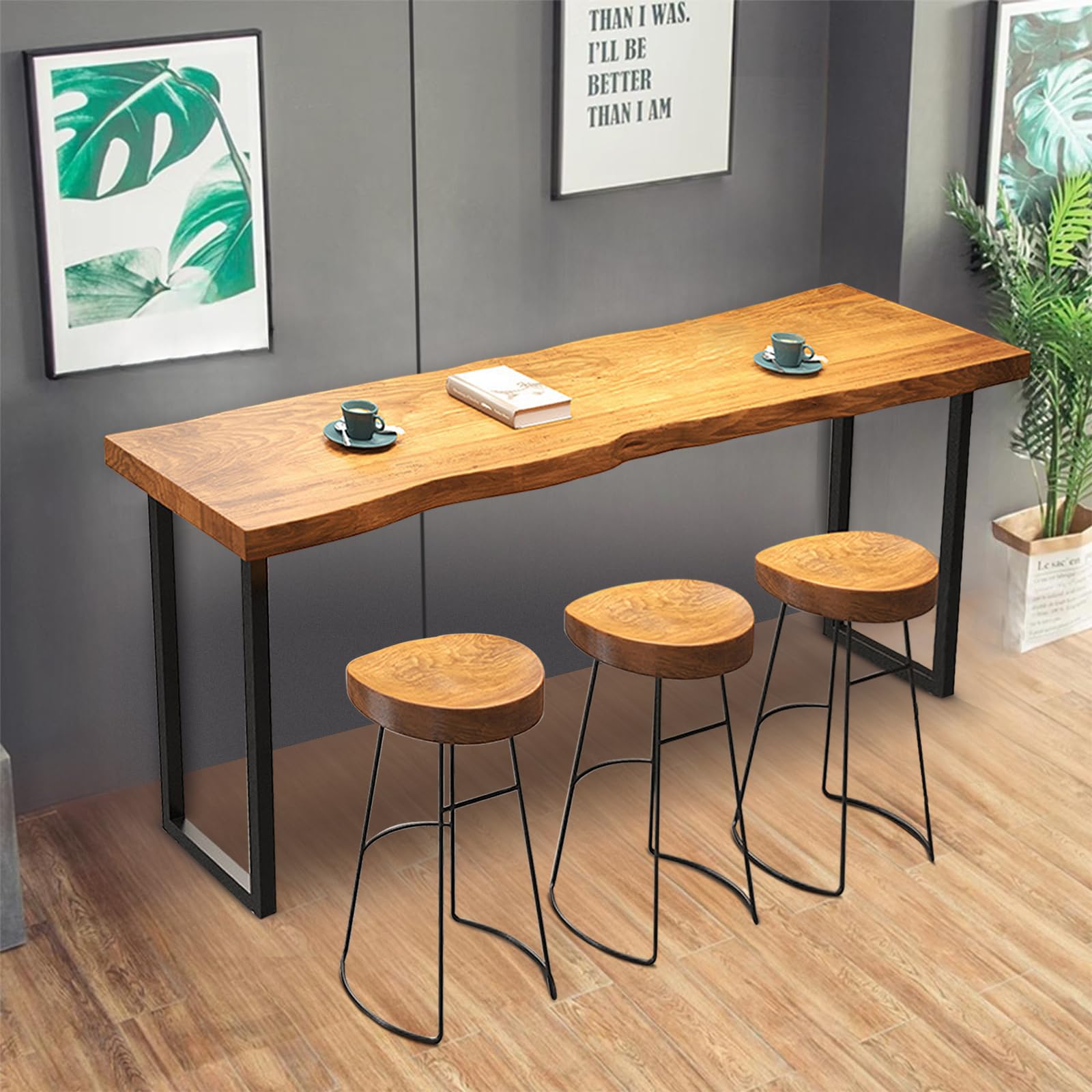 Amazon.com: robwibw Bar Height Pub Table, Rectangle Bar Bistro Table ...