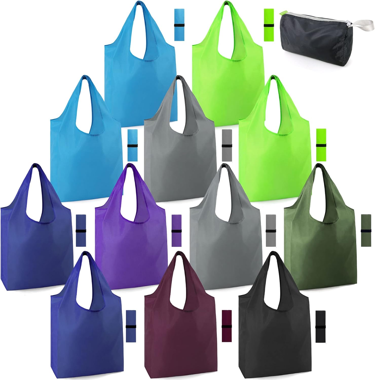 Amazon.com - BeeGreen 12 Pack Reusable Grocery Bags with Storage Pouch ...