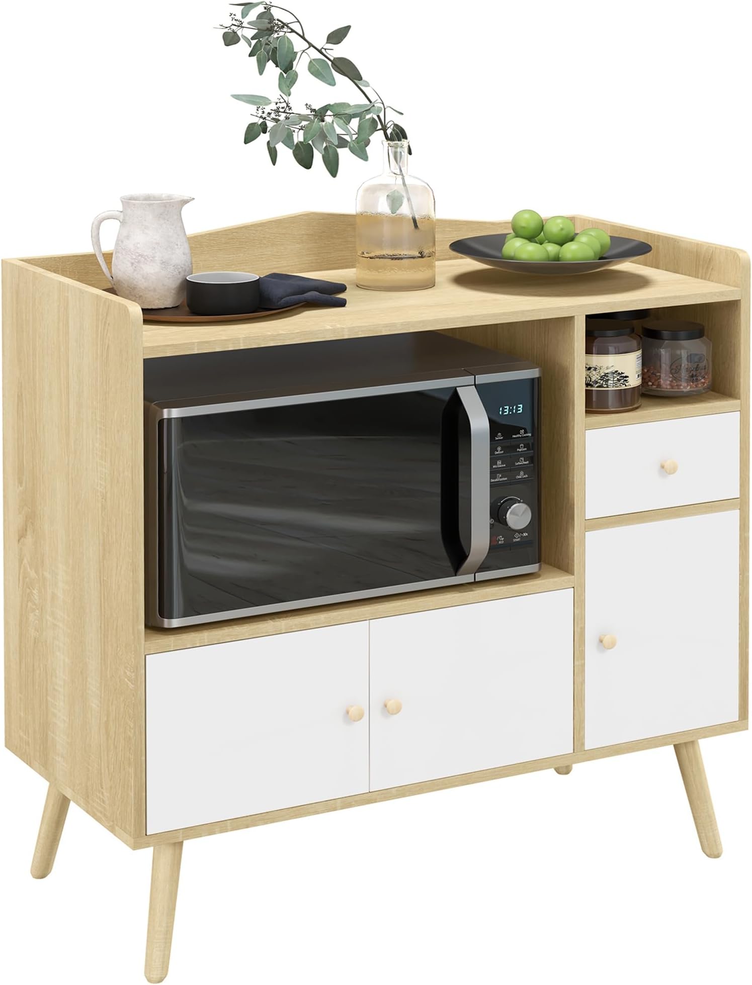 HOMCOM Meuble de Rangement Buffet de Cuisine pour Micro-Ondes avec ...
