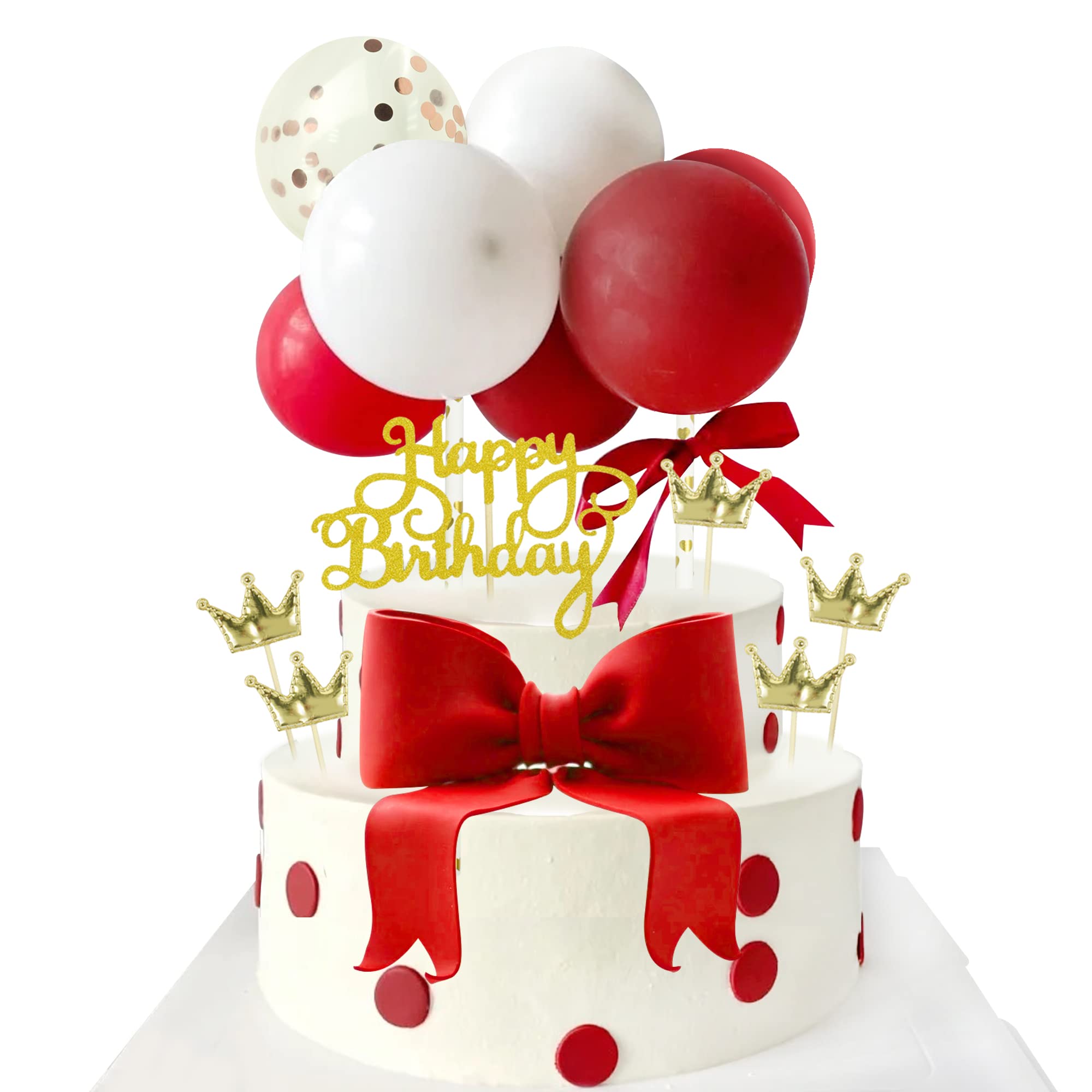 Buy 21 PCS Red Balloons Cake Toppers 5 Inch Confetti Balloon Cake ...