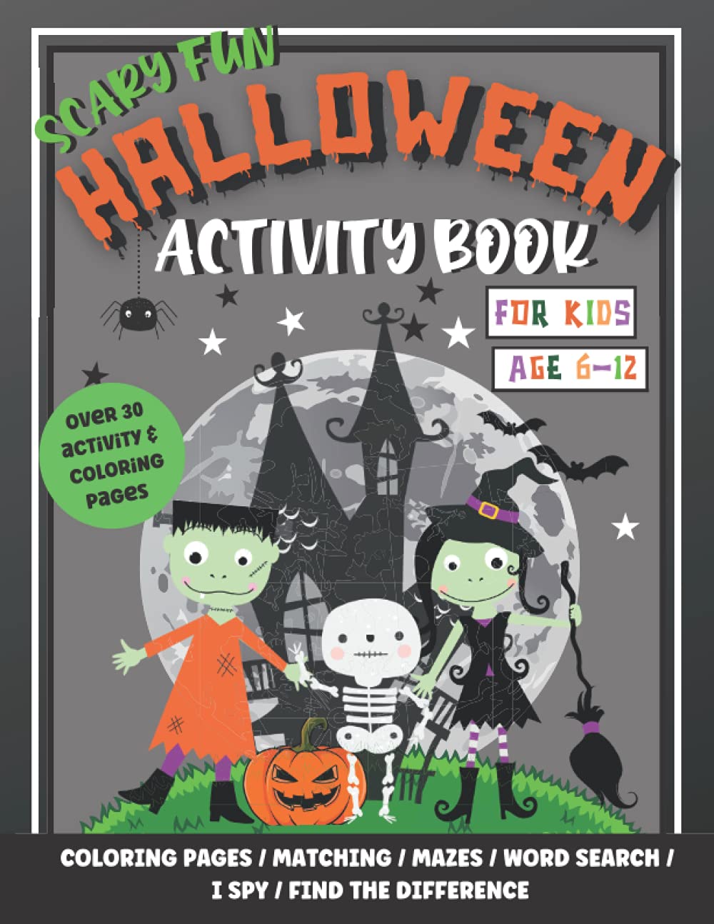Scary Fun Halloween Activity Book With Coloring Pages Matching Mazes ...