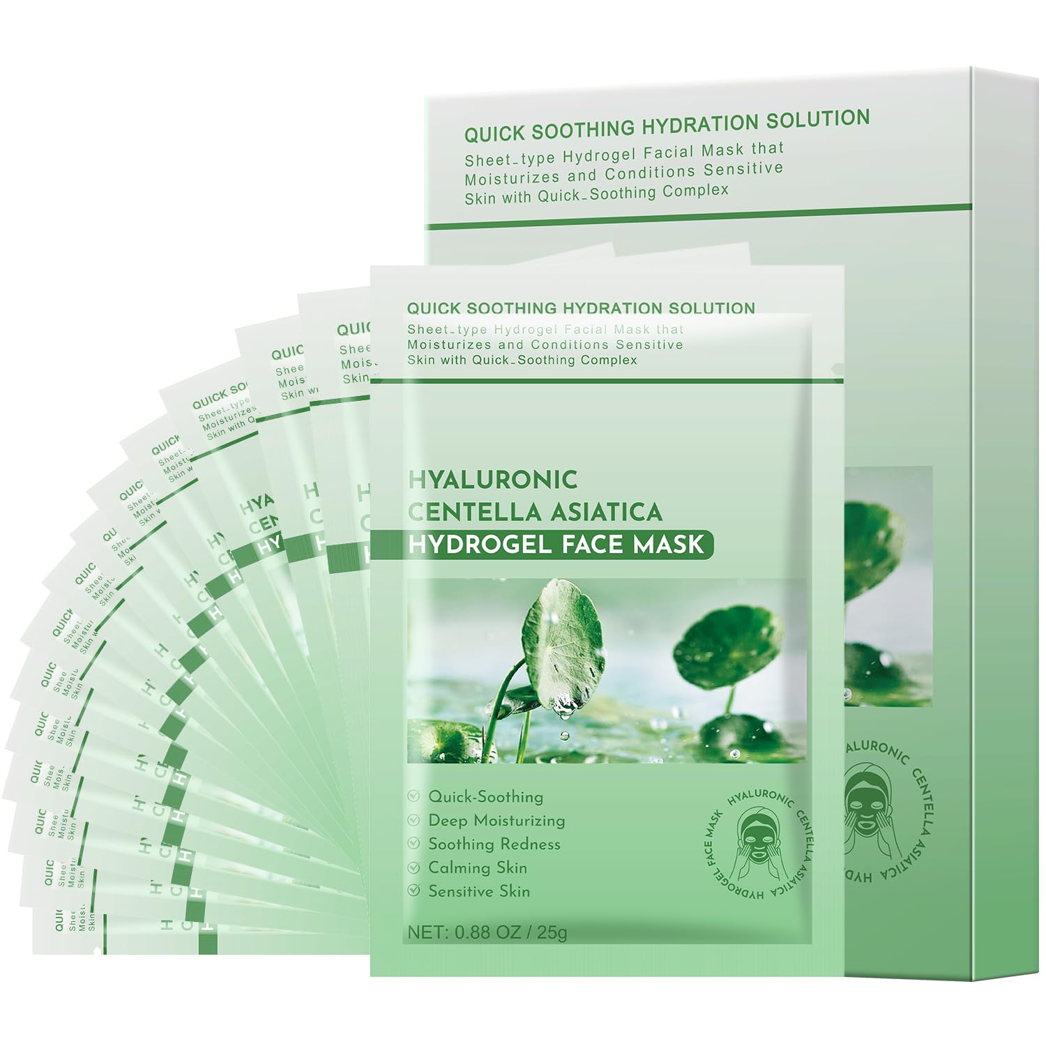 Pack of 10 Centella Asiatica Calming Mask, Soothing Facial Masks with ...