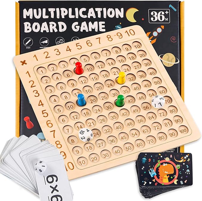 Wooden Montessori Multiplication Board Game, Times Tables Games for ...