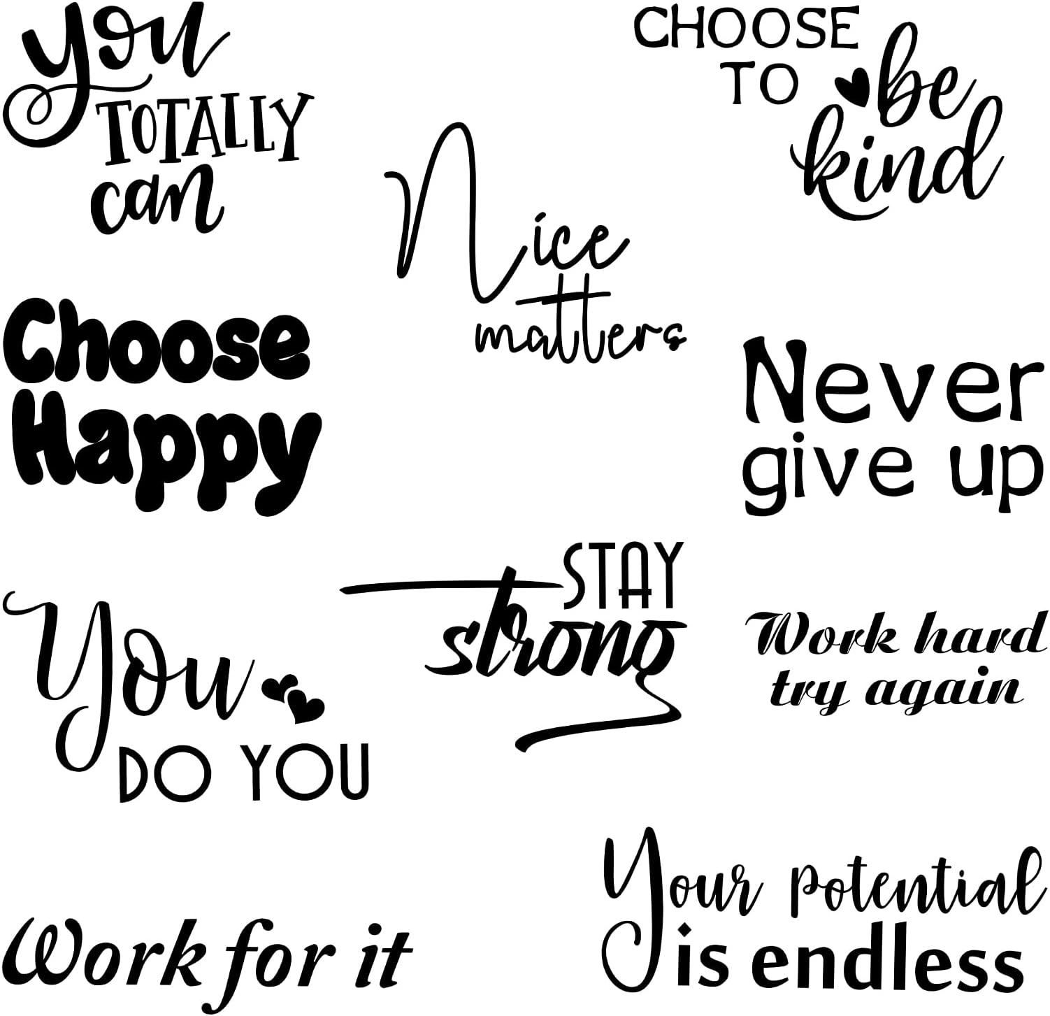Amazon.com: 9 Pieces Inspirational Decals Black Motivational Wall ...