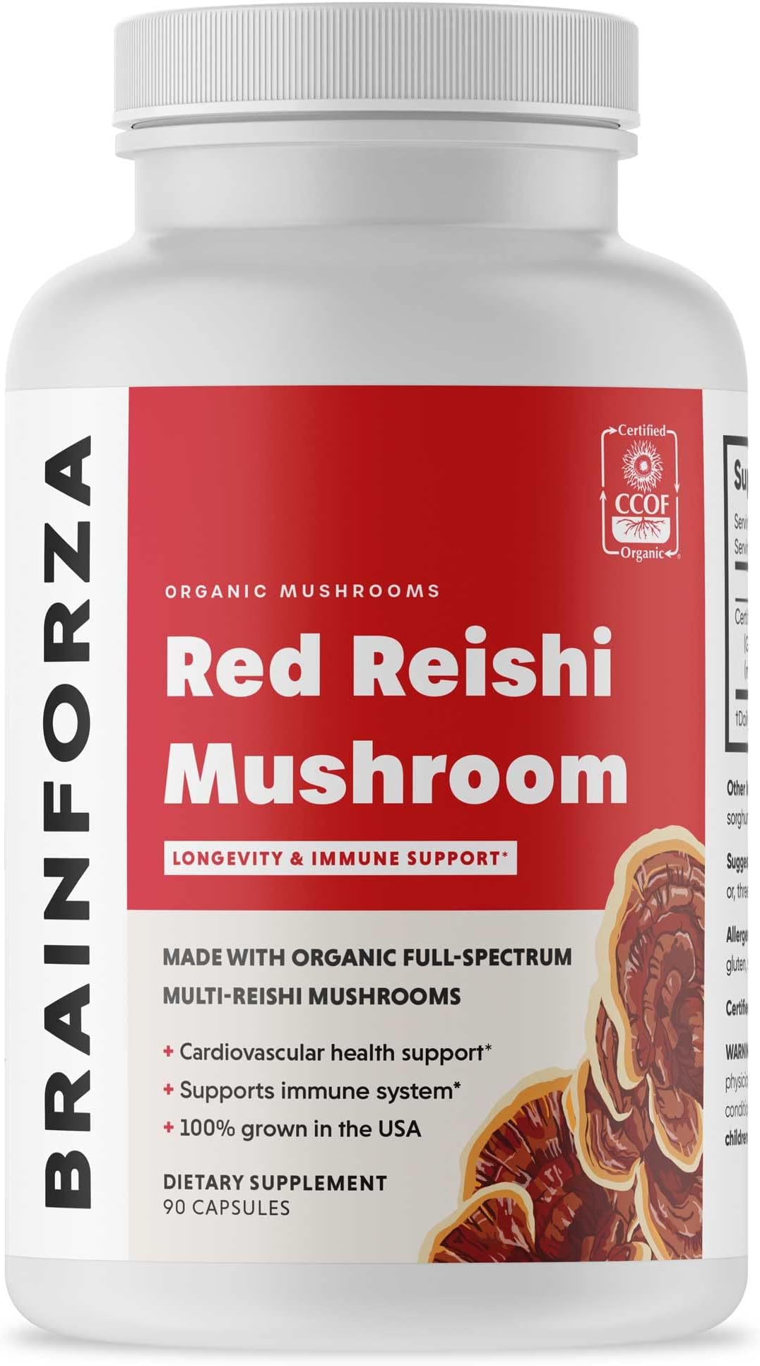 Amazon.com: Brain Forza Organic Red Reishi Mushroom Capsules ...