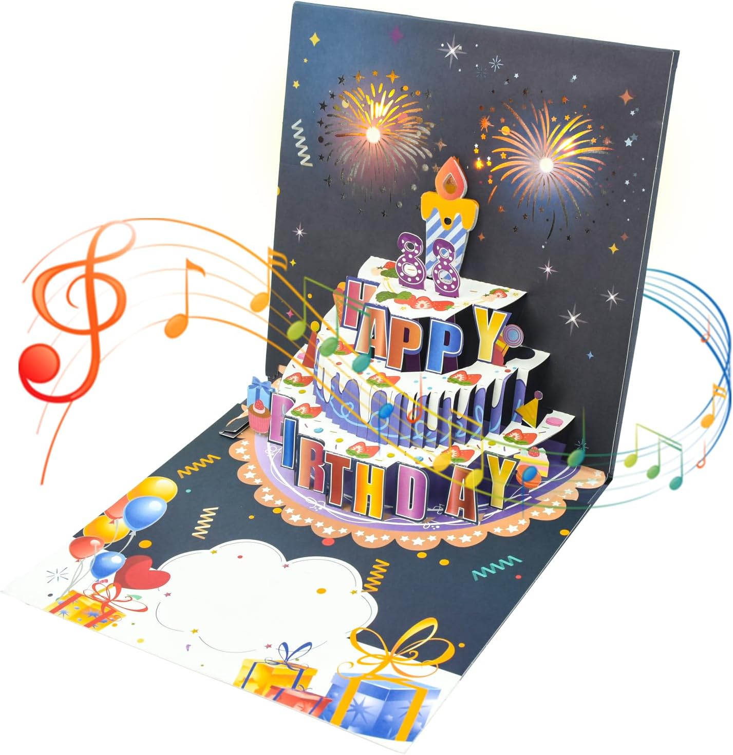 SINBLUE Pop Up Musical Birthday Card - Light Up Birthday Card, 3D ...