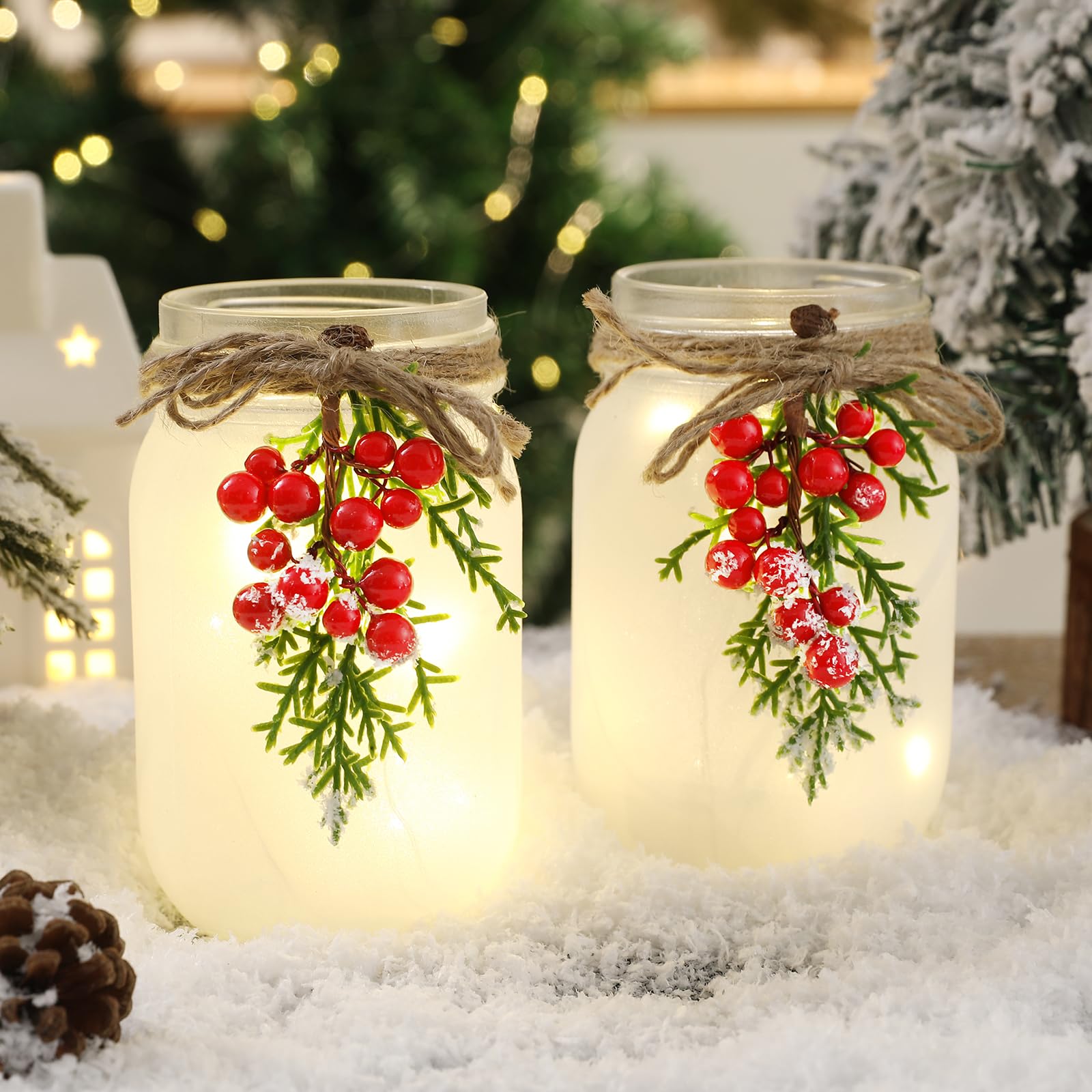 Amazon.com: Christmas Decorations - Christmas Decor- Winter Mason Jar ...