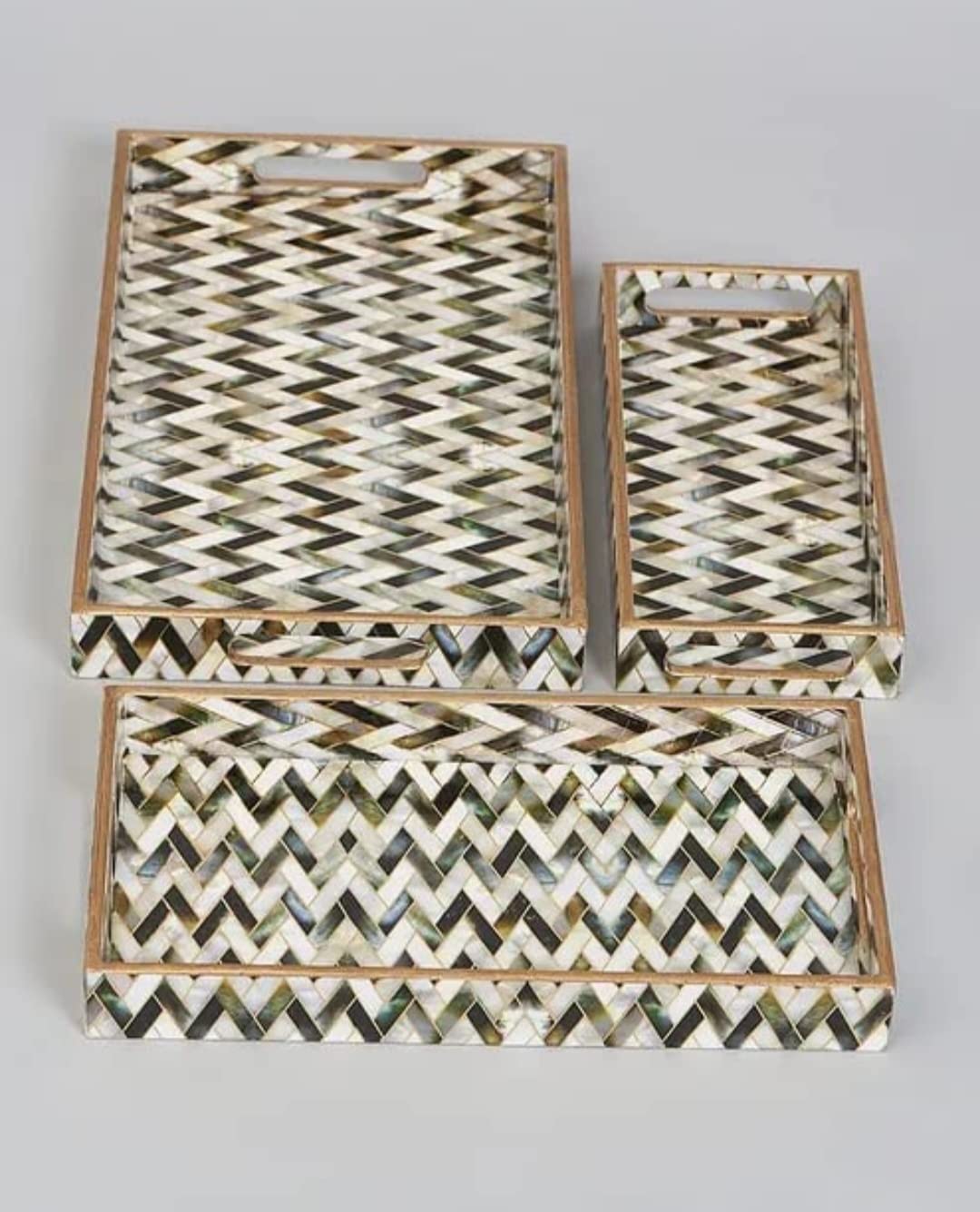 InArtisen® Designer MDF Wooden Serving Trays Set | Set of 3 Trays ...