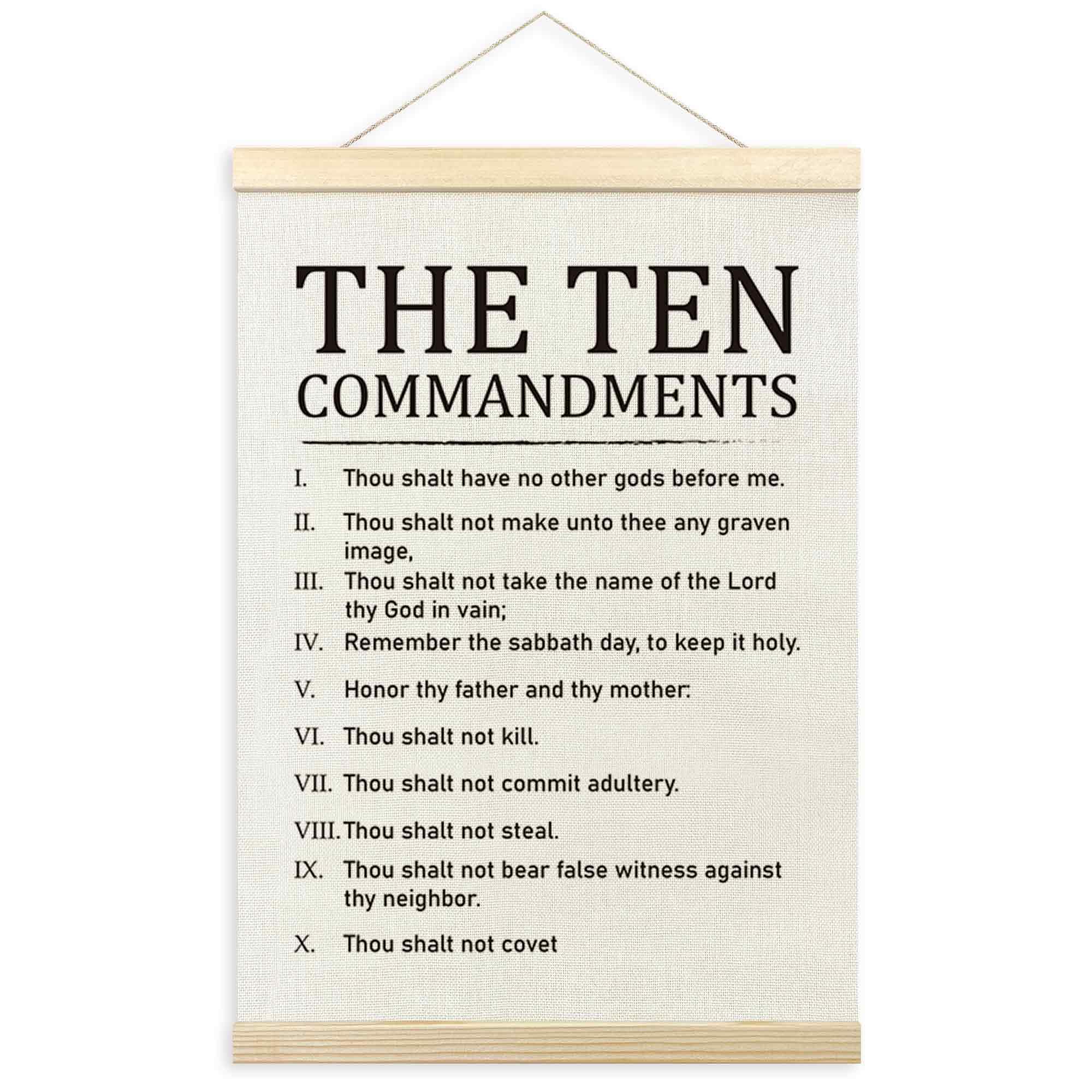 Amazon.com: TLESKE 10 Ten Commandments Wall Art Poster Hanger Frame ...