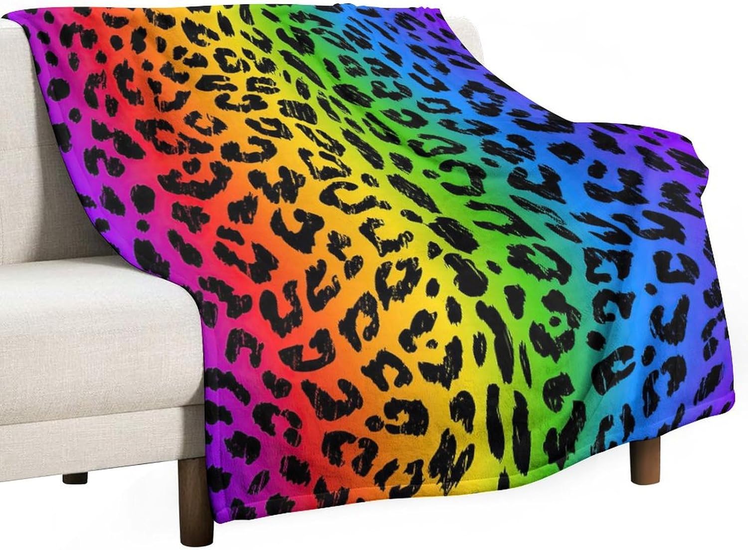 Amazon.com: Leopard Print Blanket, Rainbow Animal Leopard Tones Print ...