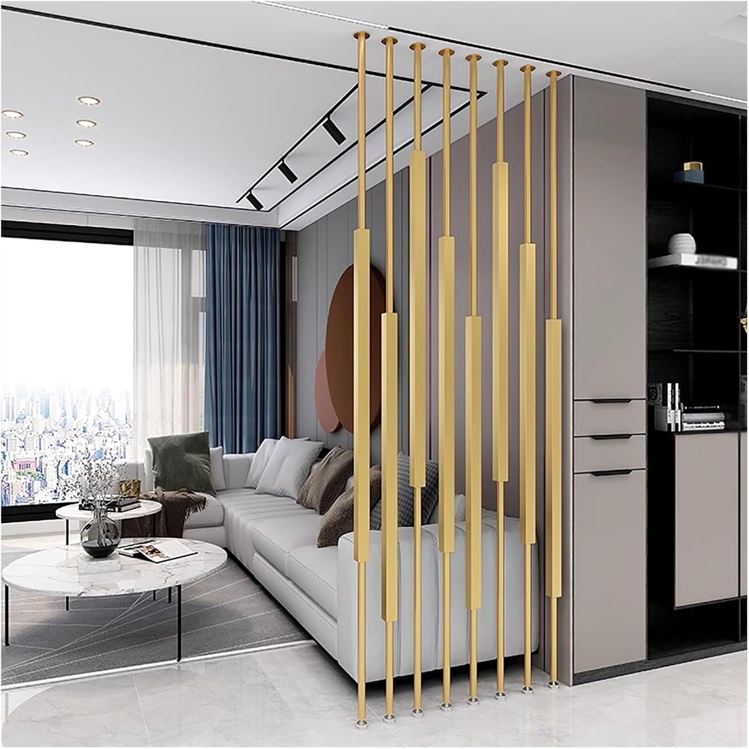 Gold Metal Wall Partition, No Drilling Floor to Ceiling Room Divider ...