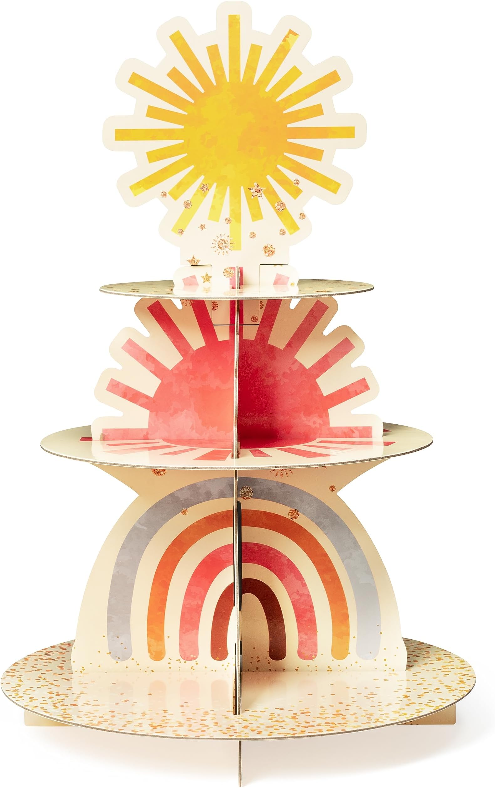 Amazon.com: Haooryx Boho Sun Party Decorations Cupcake Stand, 3 Tier ...
