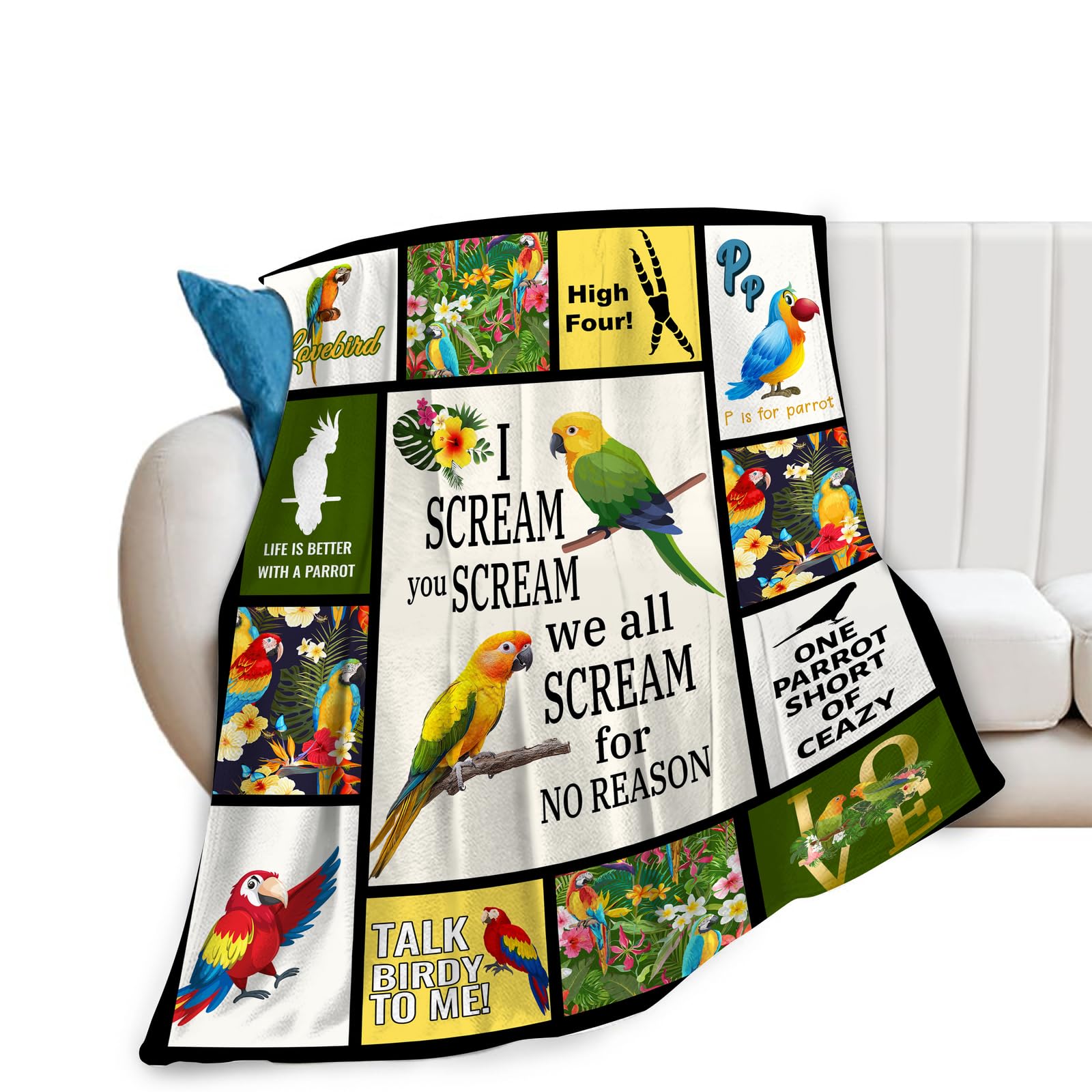 Amazon.com: Parrot Blanket Soft Cozy Parrot Bird Throw Blanket Gift for ...