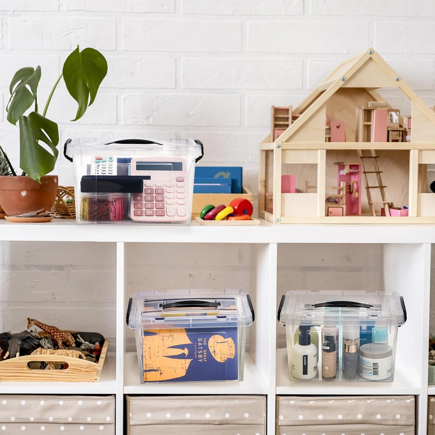 Nicunom Paquete de 4 cajas de almacenamiento transparentes de 6 cuartos ...