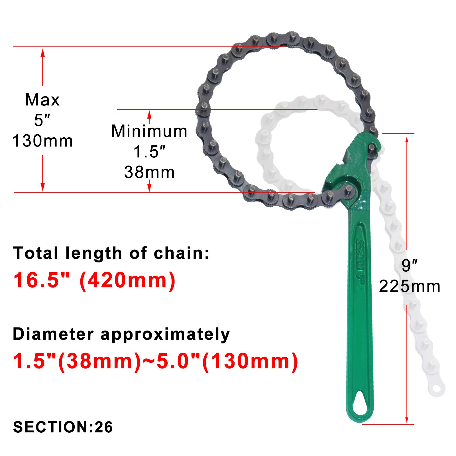 Snapklik.com : Boeray 9 Inch Heavy Duty Ratcheting Chain Wrench ...