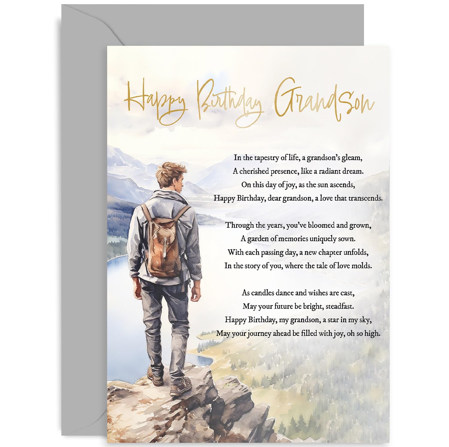 Old English Co. Happy Birthday Grandson Greeting Card - Hiking ...