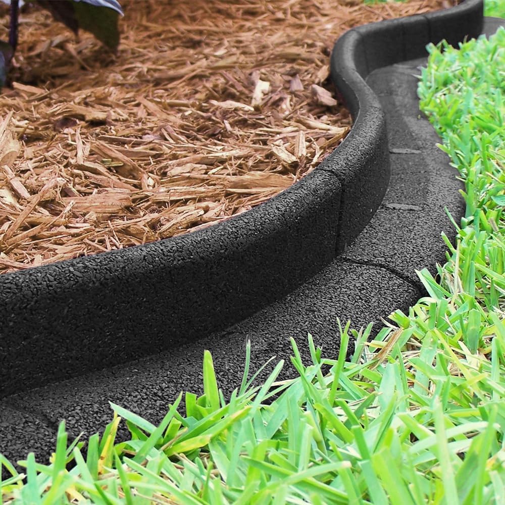 Amazon.com : 3" x 48" Black Rubber No Dig Landscape Garden Border ...