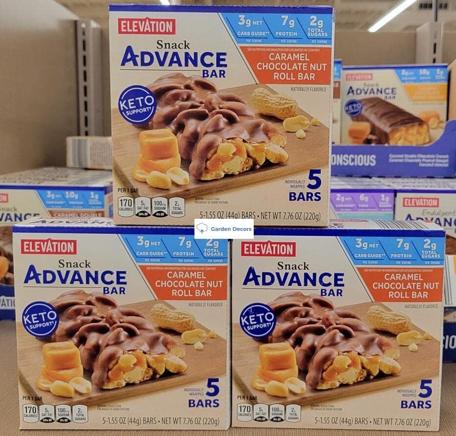 Amazon.com: Elevation Caramel Chocolate Nut Roll Bar Snack Advance Bar ...