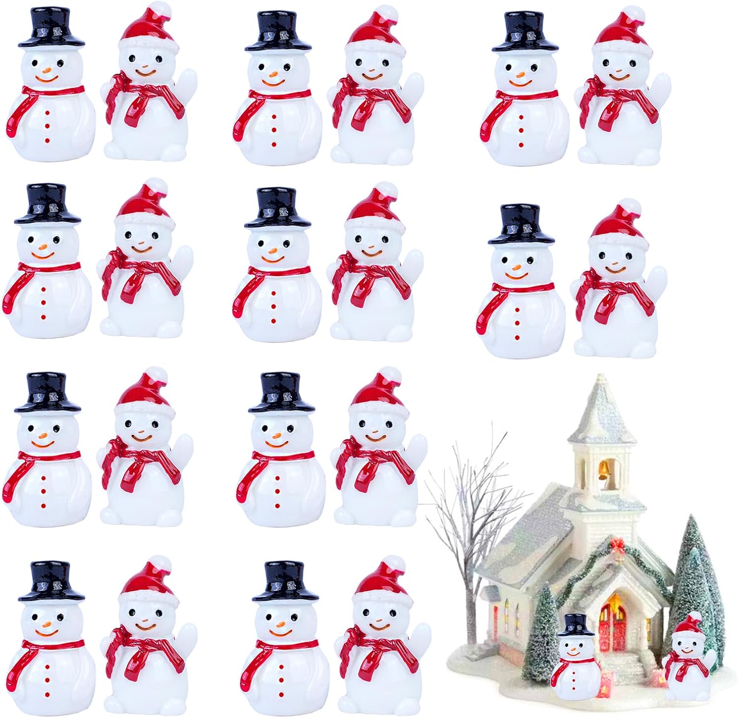 Amazon.com: YCHRLSO 24PCS Mini Snowman Figurines - Small Snowman ...