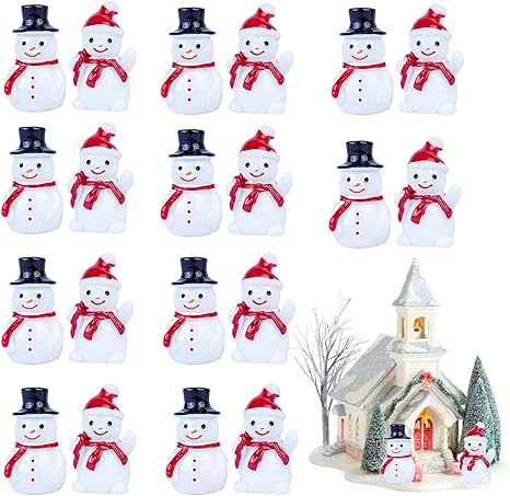 Amazon.com: YCHRLSO 24PCS Mini Snowman Figurines - Small Snowman ...