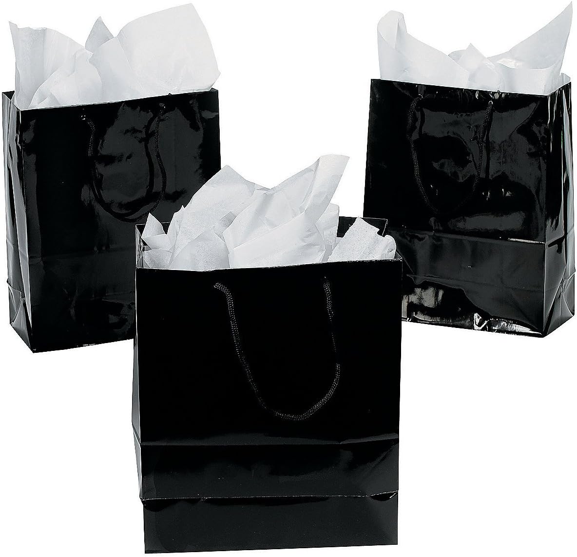 Amazon.com: Fun Express - Medium Black Gift Bags for Party - Party ...