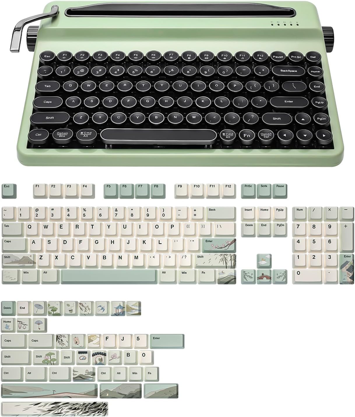 Amazon.com: YUNZII QL75 Wireless Typewriter Retro Mechanical Keyboard ...