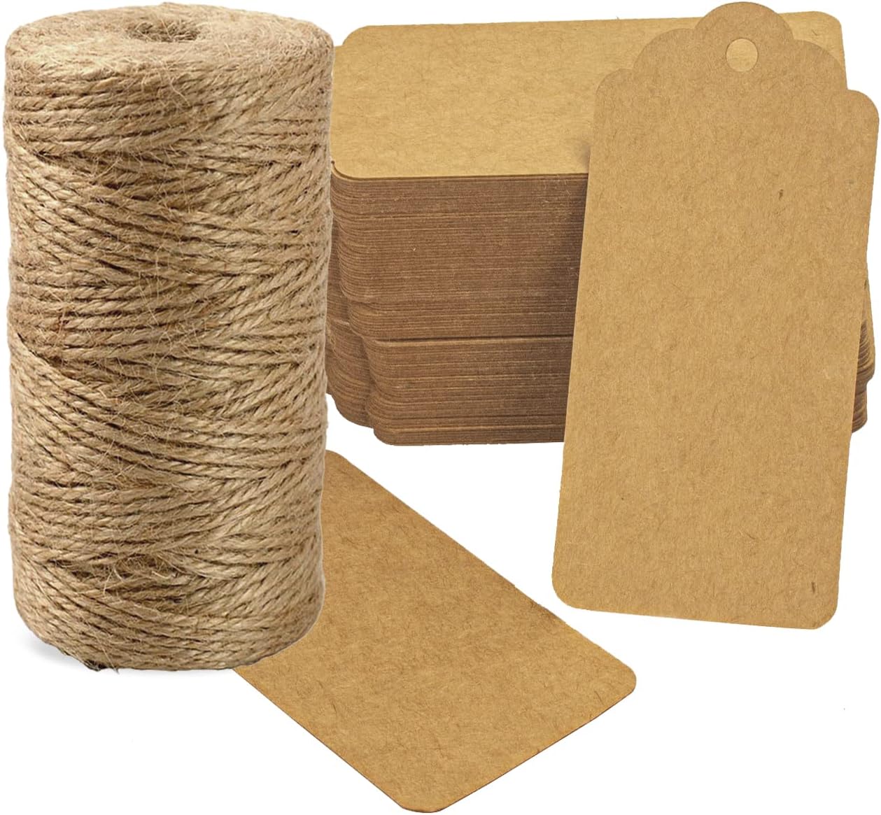 Buy 328 Feet Natural Jute Twine with 100pcs Kraft Paper Gift Tags ...