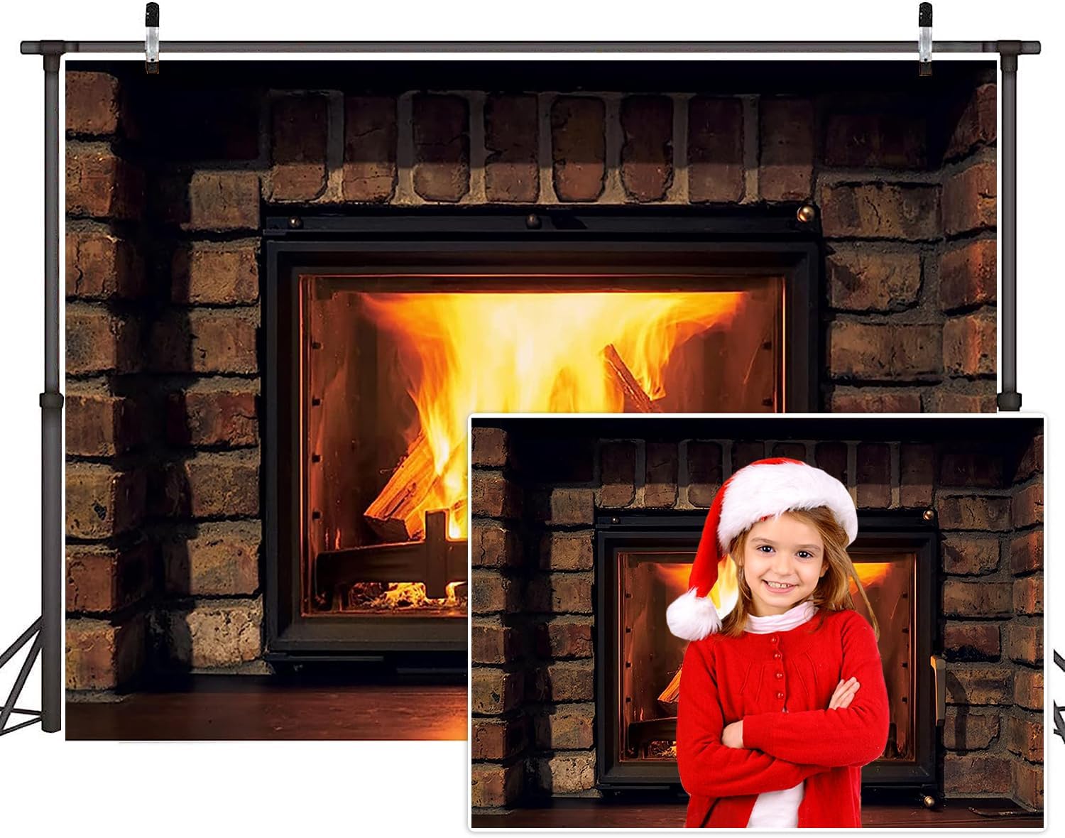 Amazon.com : 7x5ft Warm Fireplace Backdrop Retro Brick Wall Stone ...