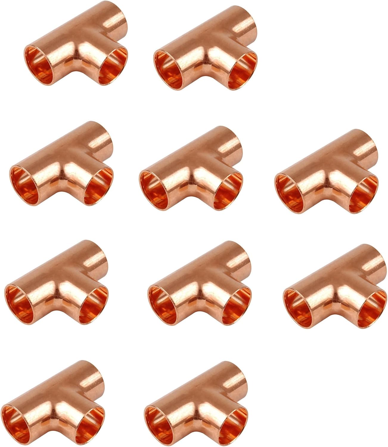 (10-Pack) EZ-FLUID Plumbing 3/4" C X C LF Copper Tee,Pressure Copper ...