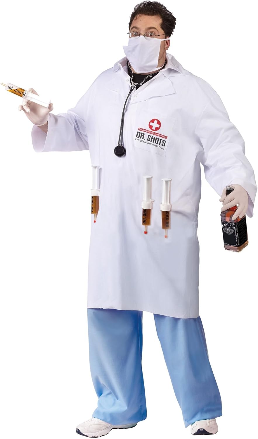 Amazon.com: Fun World Men's Plus-Size Dr. Shots Plus Size Adult Costume ...