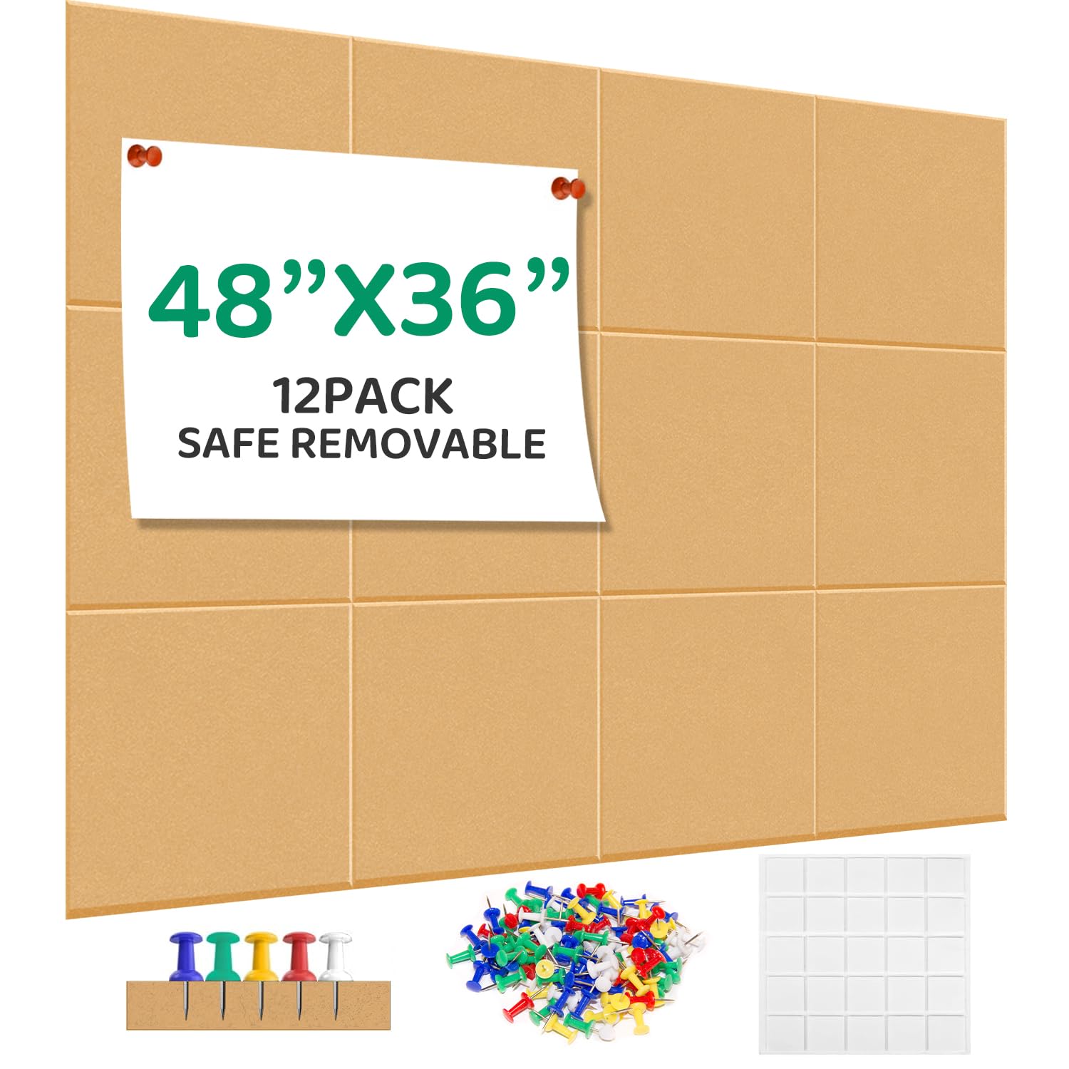 Snapklik.com : Ghelbq 48”x36” Large Cork Board Alternative - 12-Pack ...