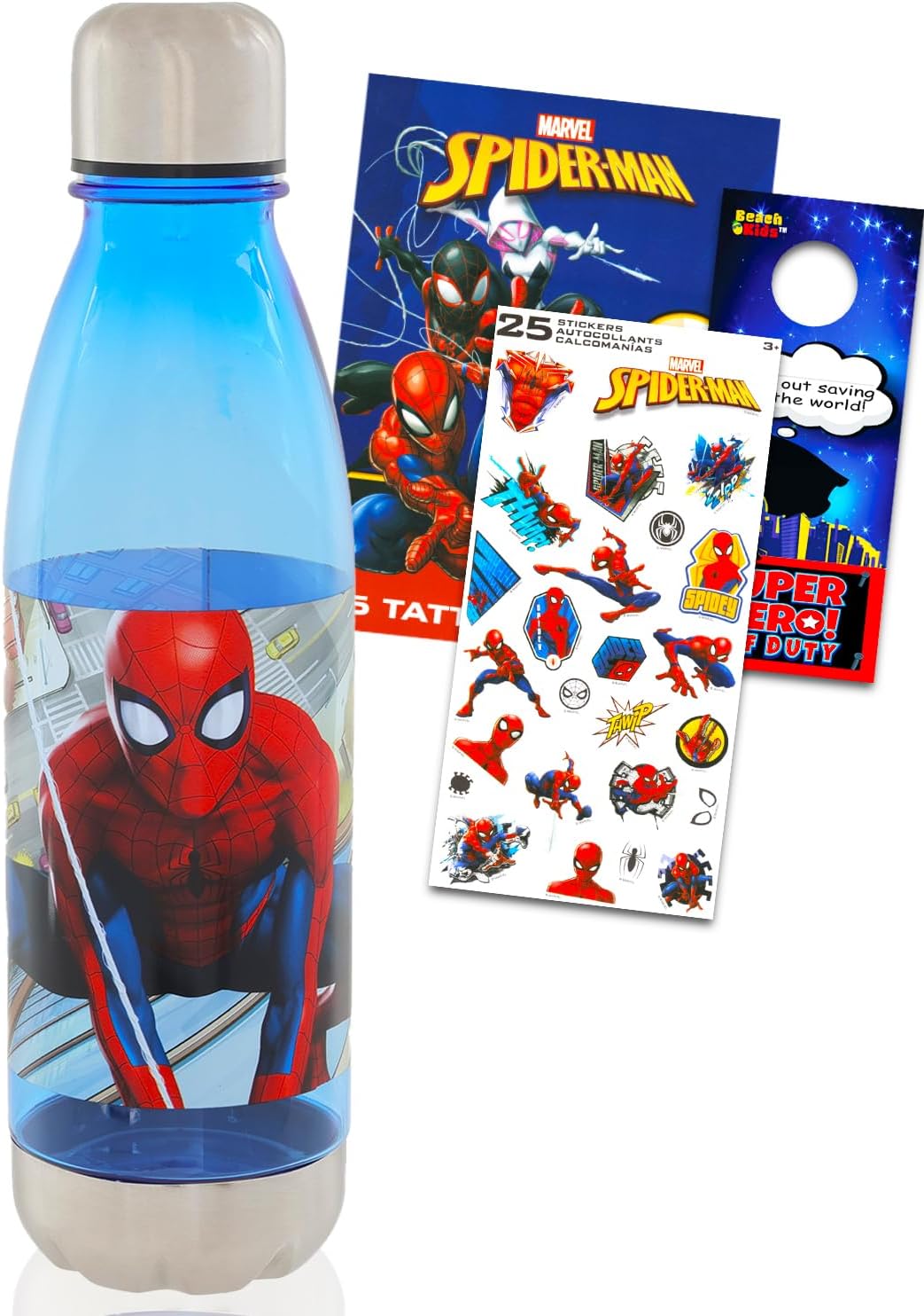 Amazon.com: Spiderman Stainless Steel Water Bottle Set - Bundle with ...