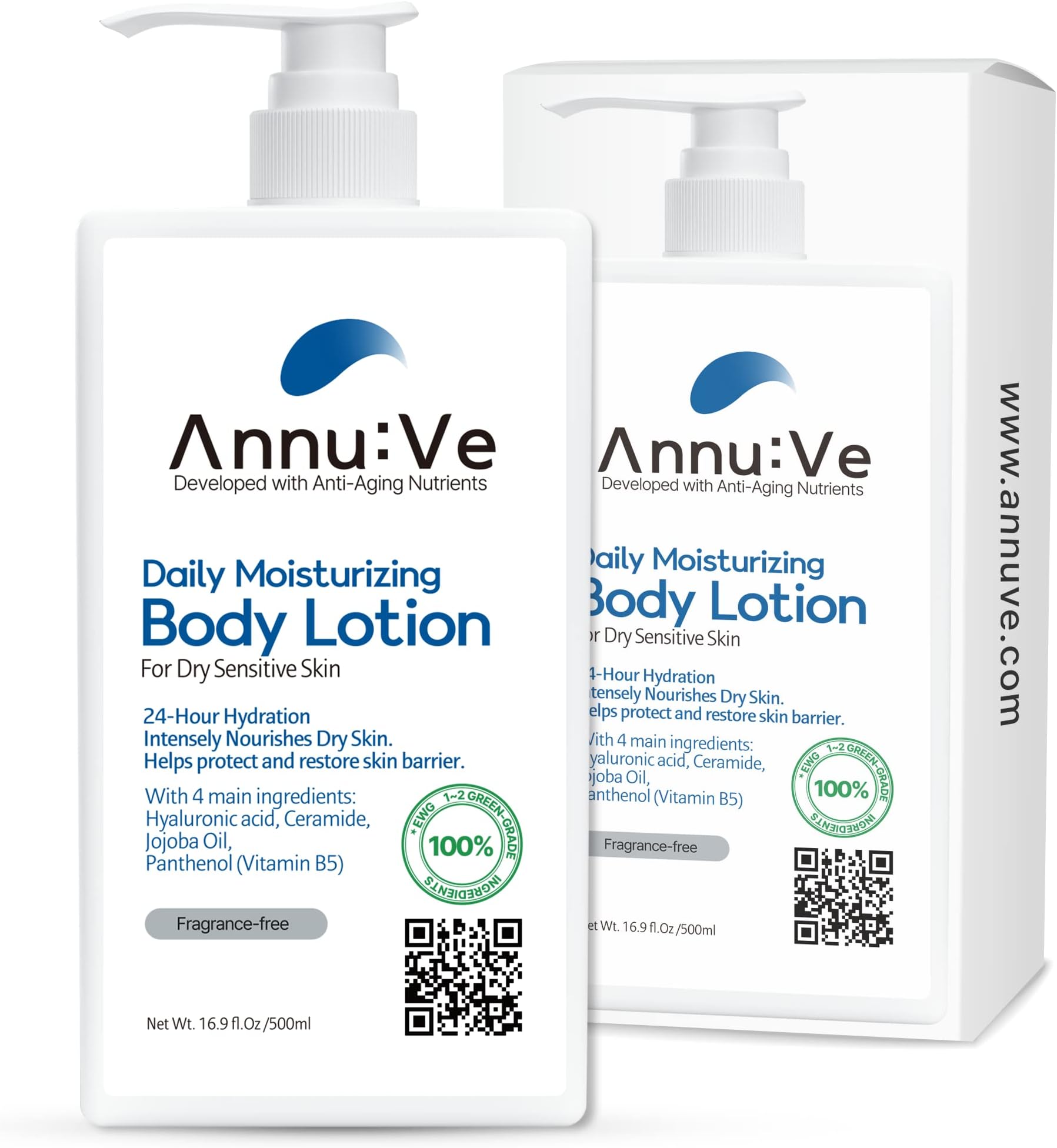 Amazon.com : Annu:Ve Daily Moisturizing Body Lotion with Hyaluronic ...