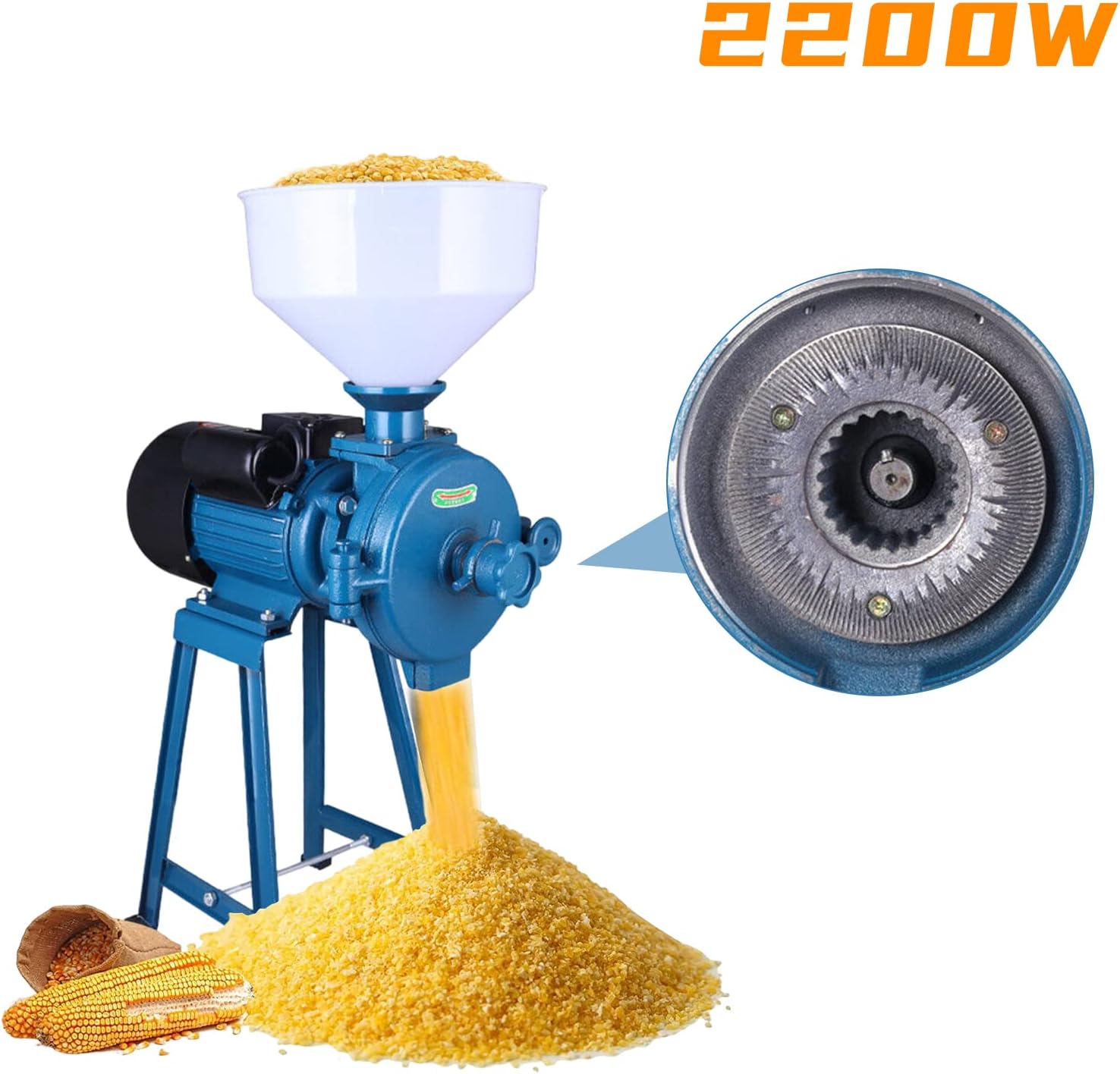 Electric Grain Mill Grinder Corn Grinder, 110V 3000W Commercial Grain ...