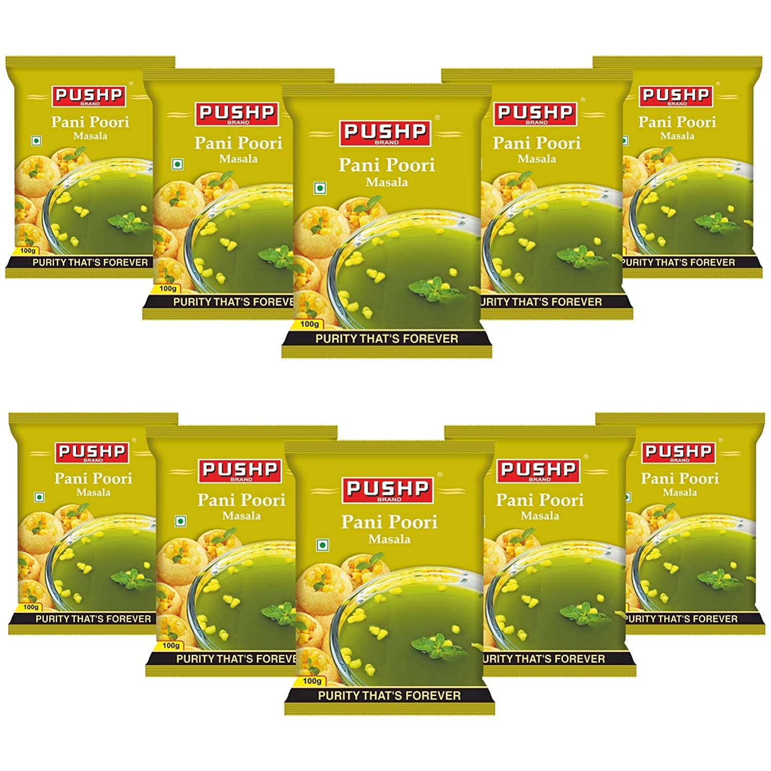 Pushp Brand Panipuri Masala Pouch (100g Pack) (Pack of 10) : Amazon.in ...