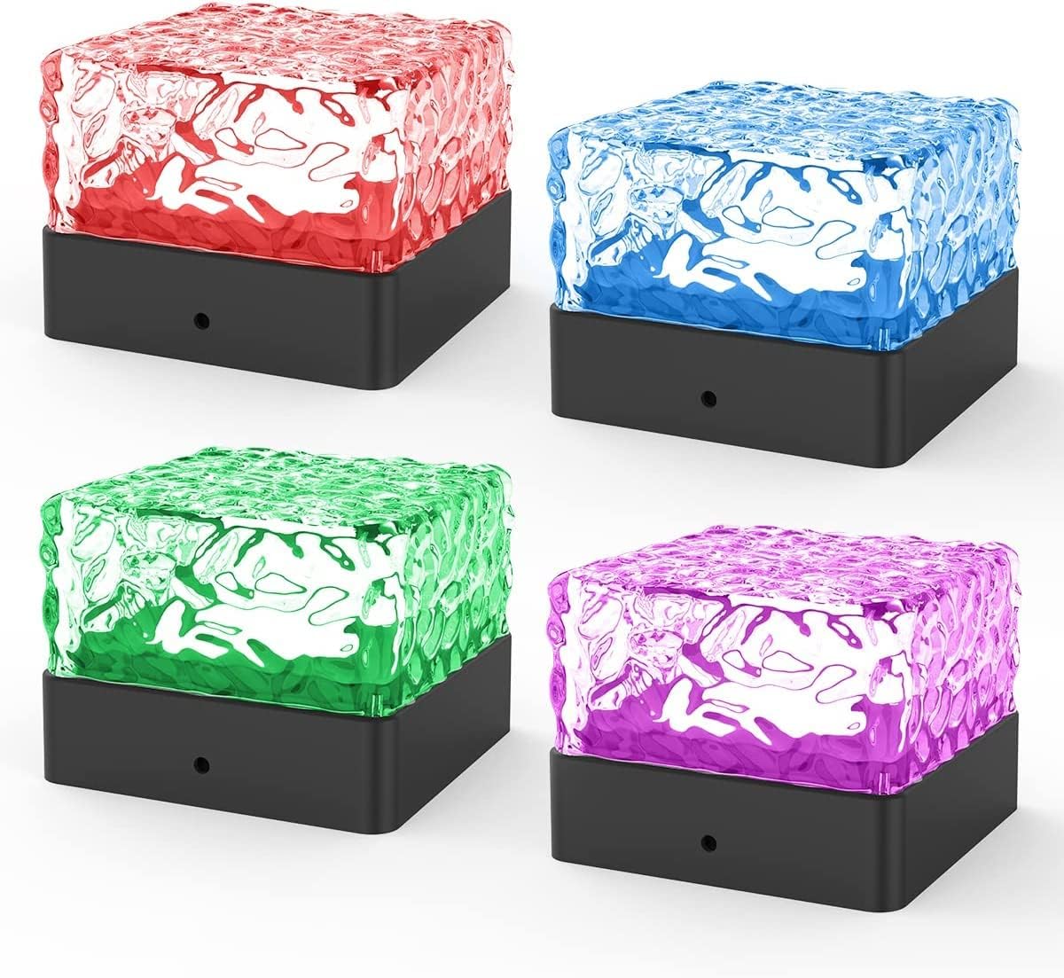 Solarize Set of 6 LED Solar Powered Garden Glass Ice Cube Path Light ...