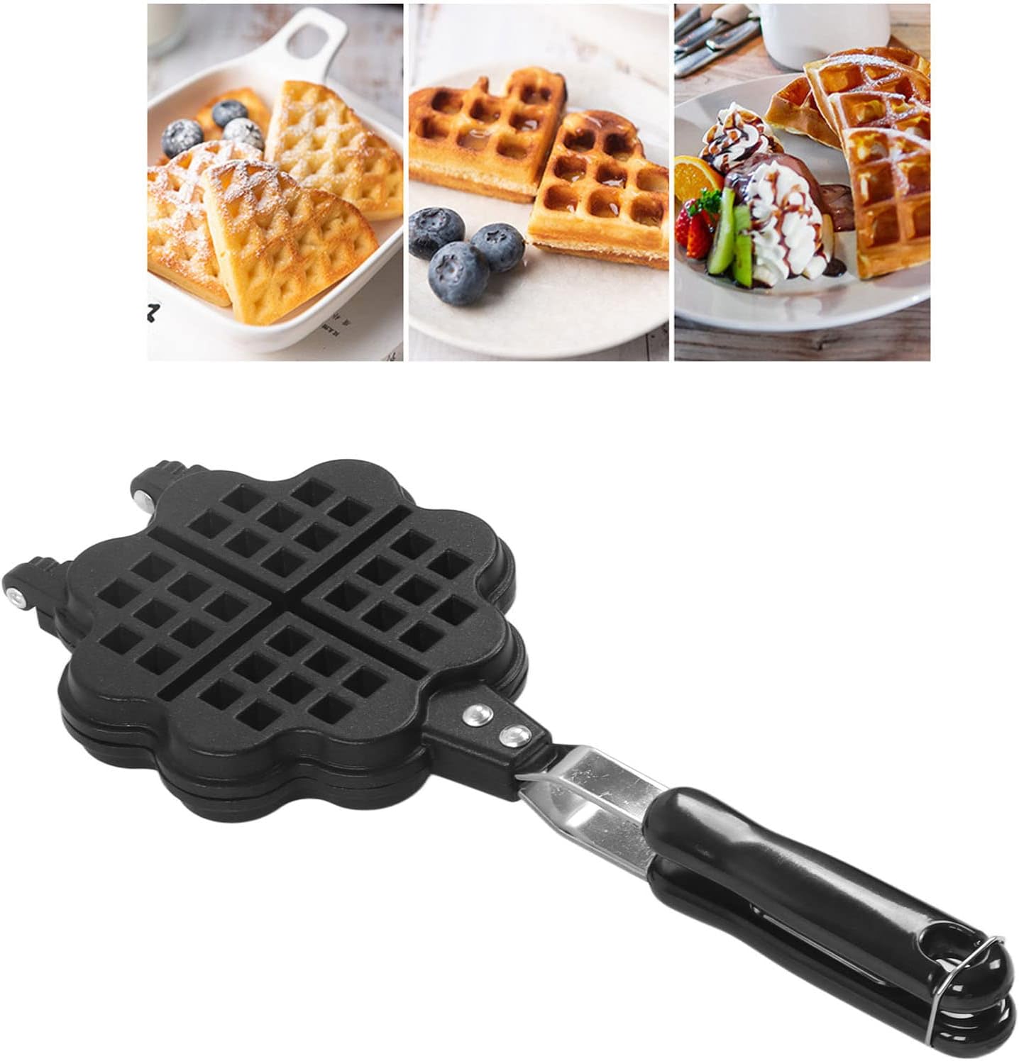 Amazon.com: Topyond Double Sided Waffle Iron Flower Heart Shape Design ...