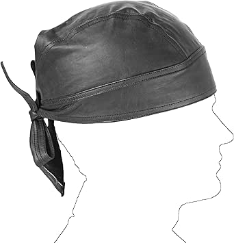 Leather Skull caps in Black Sweat Head Wraps Bandana Style in Real ...