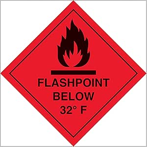 V Safety Flashpoint Below 32F 100 x 100 mm - 1mm Rigid Plastic Safety ...